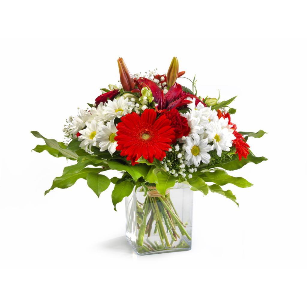 Bouquet rond rouge et blanc